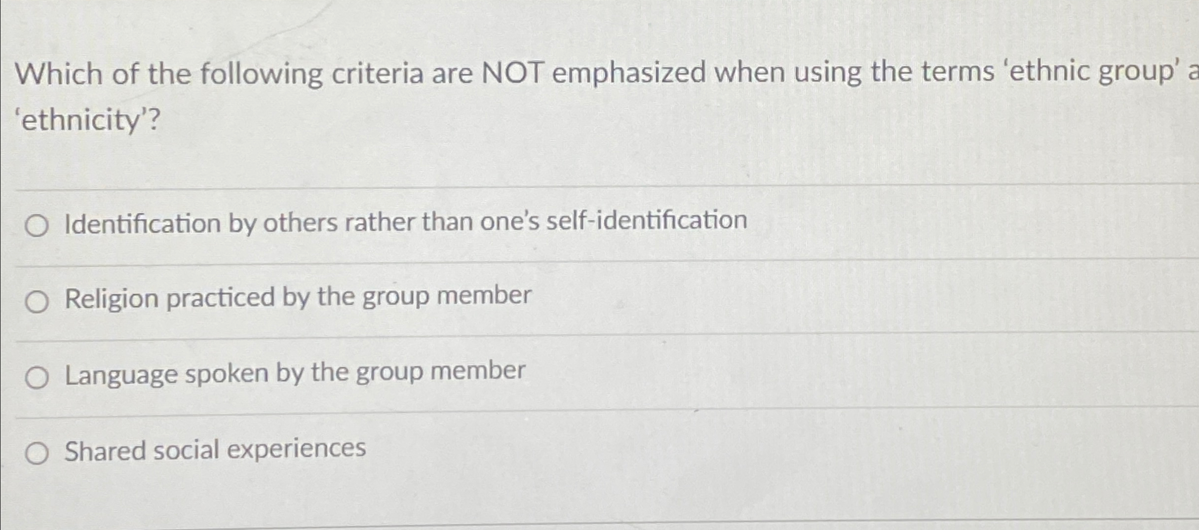 Solved Which of the following criteria are NOT emphasized | Chegg.com
