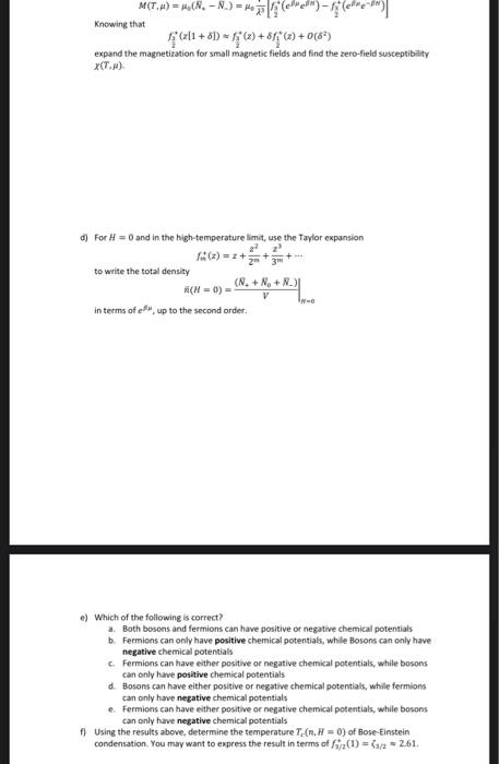 Solved Consider a gas of non-interacting spin-1 bosons | Chegg.com