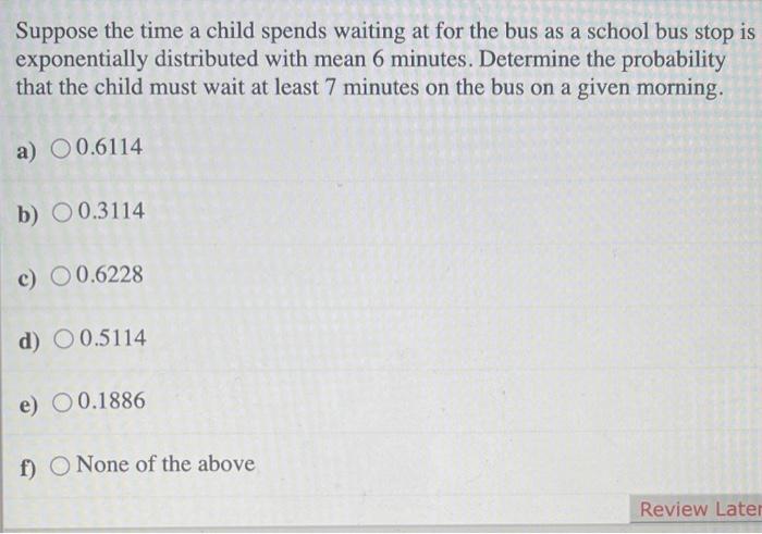 Solved Suppose the time a child spends waiting at for the | Chegg.com