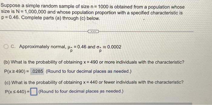 Solved Suppose a simple random sample of size n=1000 is | Chegg.com