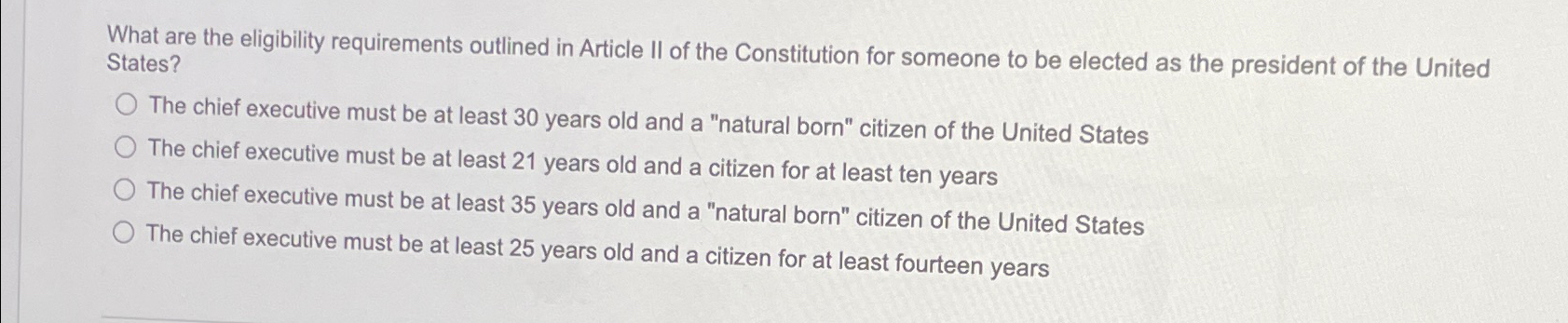 Solved What are the eligibility requirements outlined in | Chegg.com