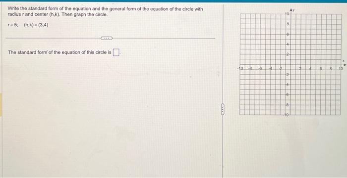 Solved Find the standard form of the equation of the circle | Chegg.com