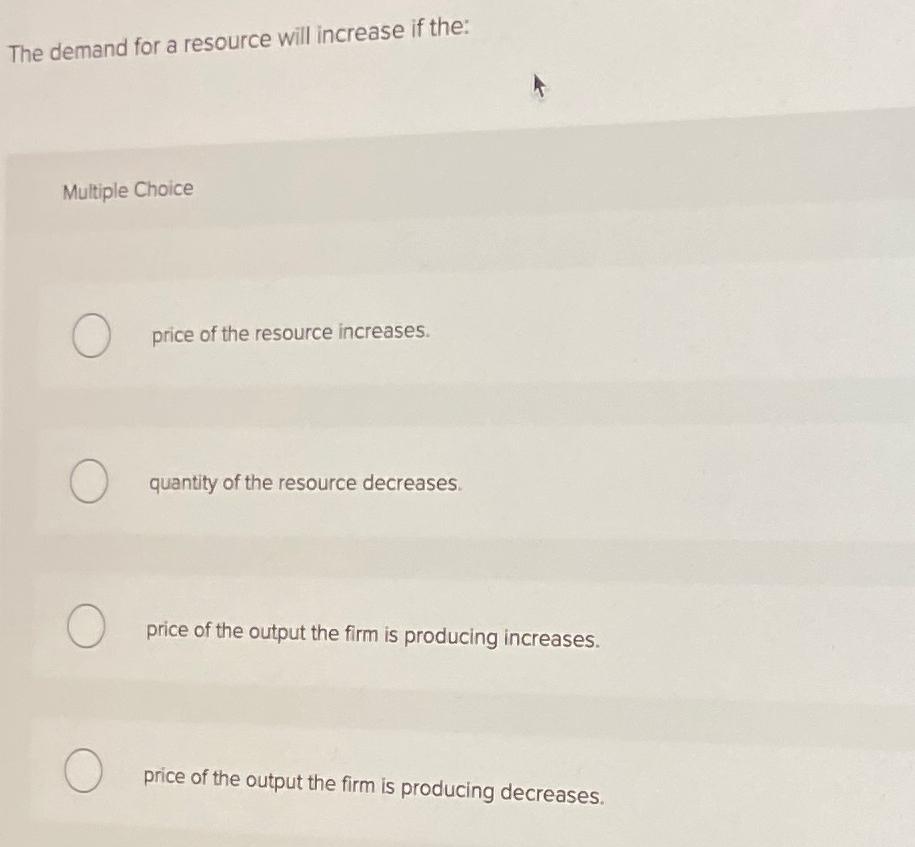 Solved The demand for a resource will increase if | Chegg.com