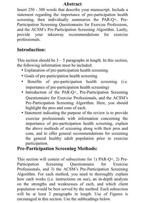 Solved Abstract Insert 250 - 300 words that describe your | Chegg.com