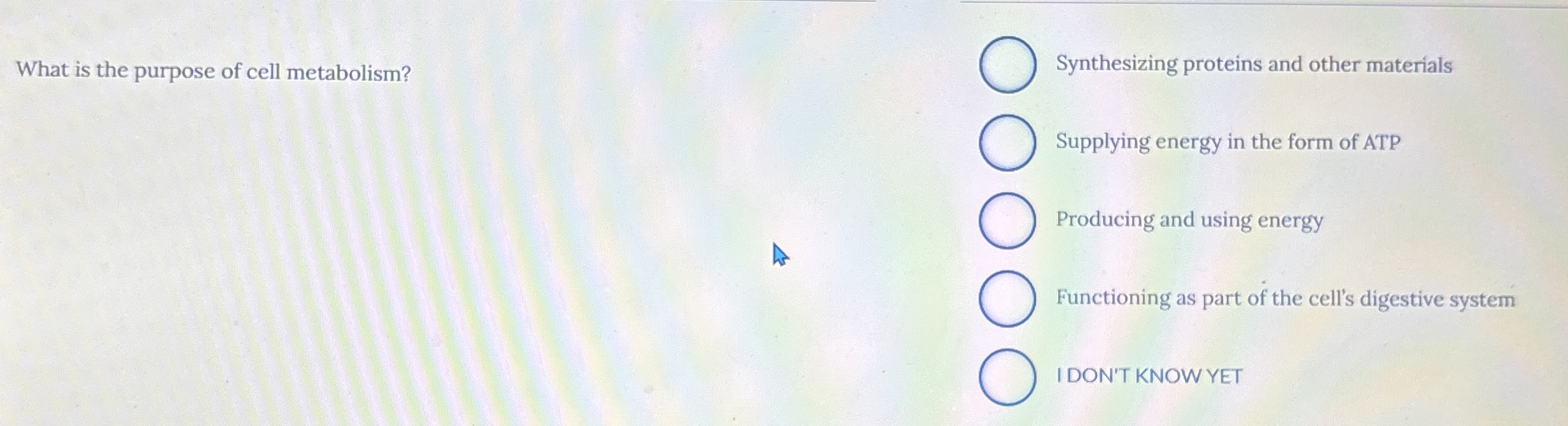 Solved What is the purpose of cell metabolism?Synthesizing | Chegg.com