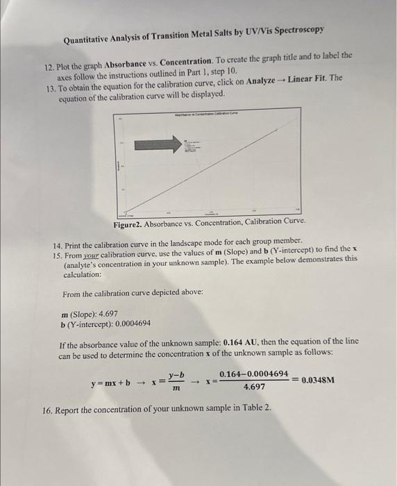 Solved Quantitative Analysis of Transition Metal Salts by | Chegg.com