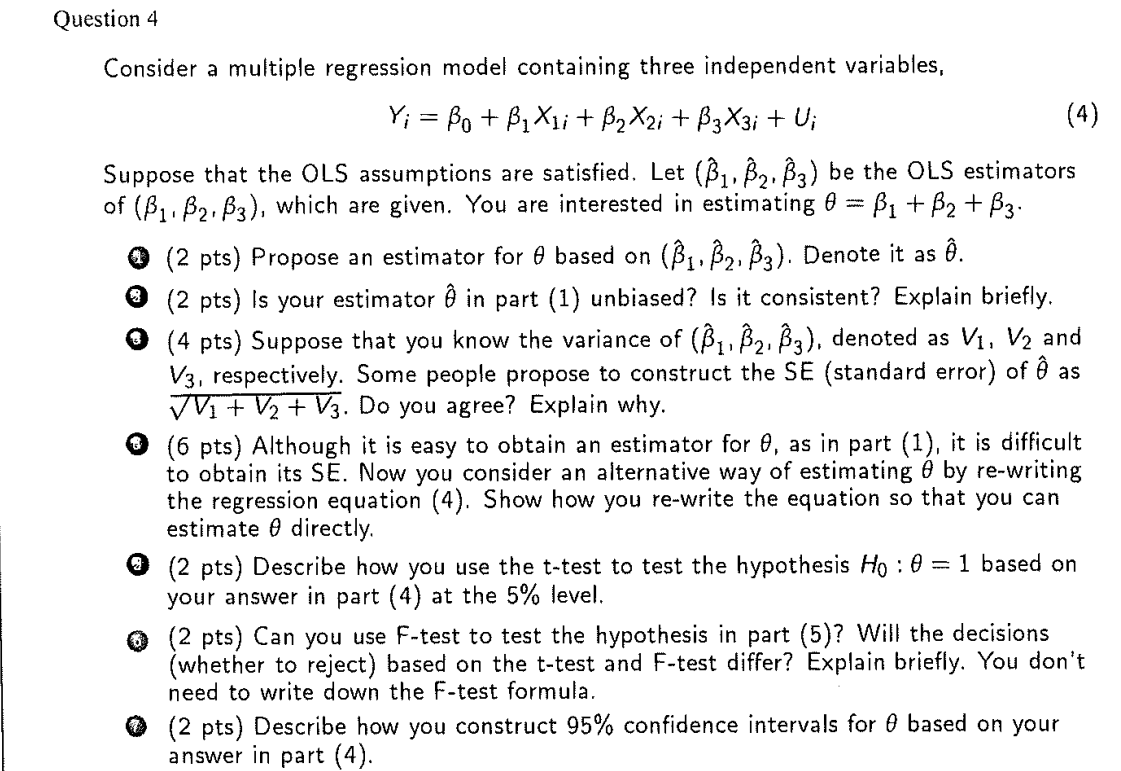 Solved Question 4Consider a multiple regression model | Chegg.com