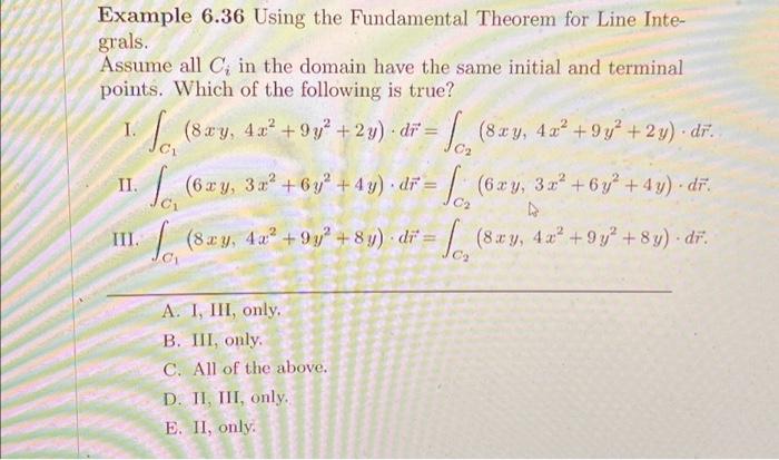 Solved Example 6.36 Using the Fundamental Theorem for Line | Chegg.com