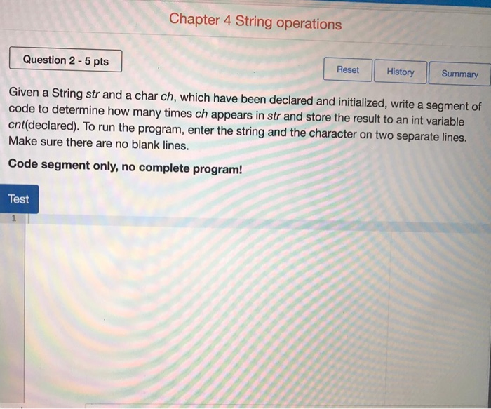 Solved Chapter 4 String Operations Question 2 5 Pts Reset