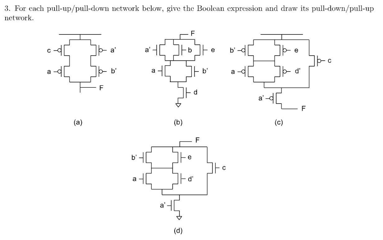 Solved For each pull-up/pull-down network below, give the | Chegg.com