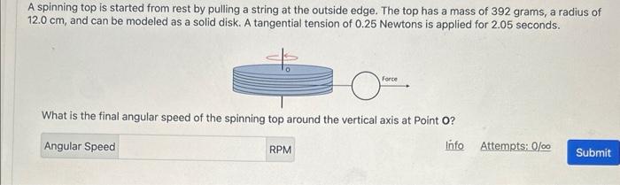 Solved A spinning top is started from rest by pulling a | Chegg.com