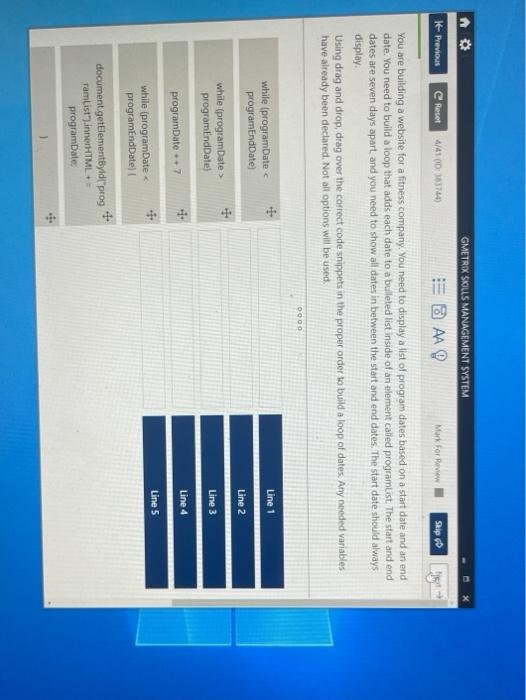 Solved GMETRIX SKILLS MANAGEMENT SYSTEM It Previous e Reset | Chegg.com