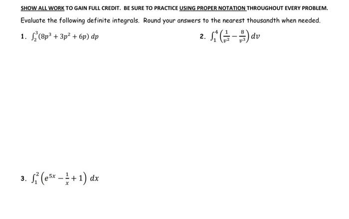 Solved SHOW ALL WORK TO GAIN FULL CREDIT. BE SURE TO | Chegg.com