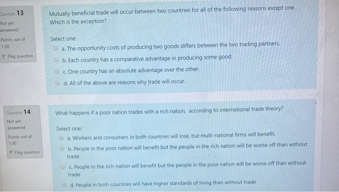 Solved Soestion 13 Mutually beneficial trade will occur | Chegg.com