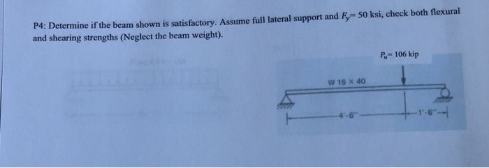 Solved 4: Determine if the beam shown is satisfactory. | Chegg.com