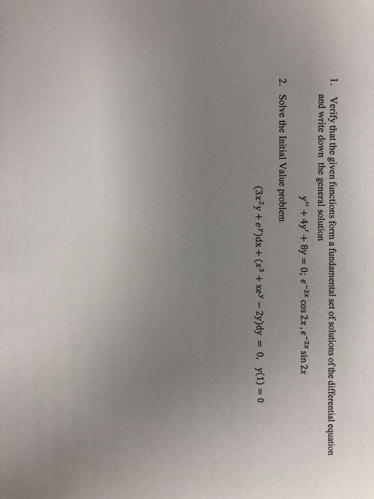 Solved 1. Verify that the given functions form a fundamental | Chegg.com