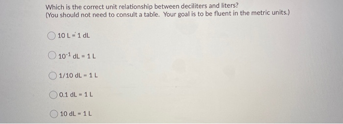 Solved Which is the correct unit relationship between | Chegg.com