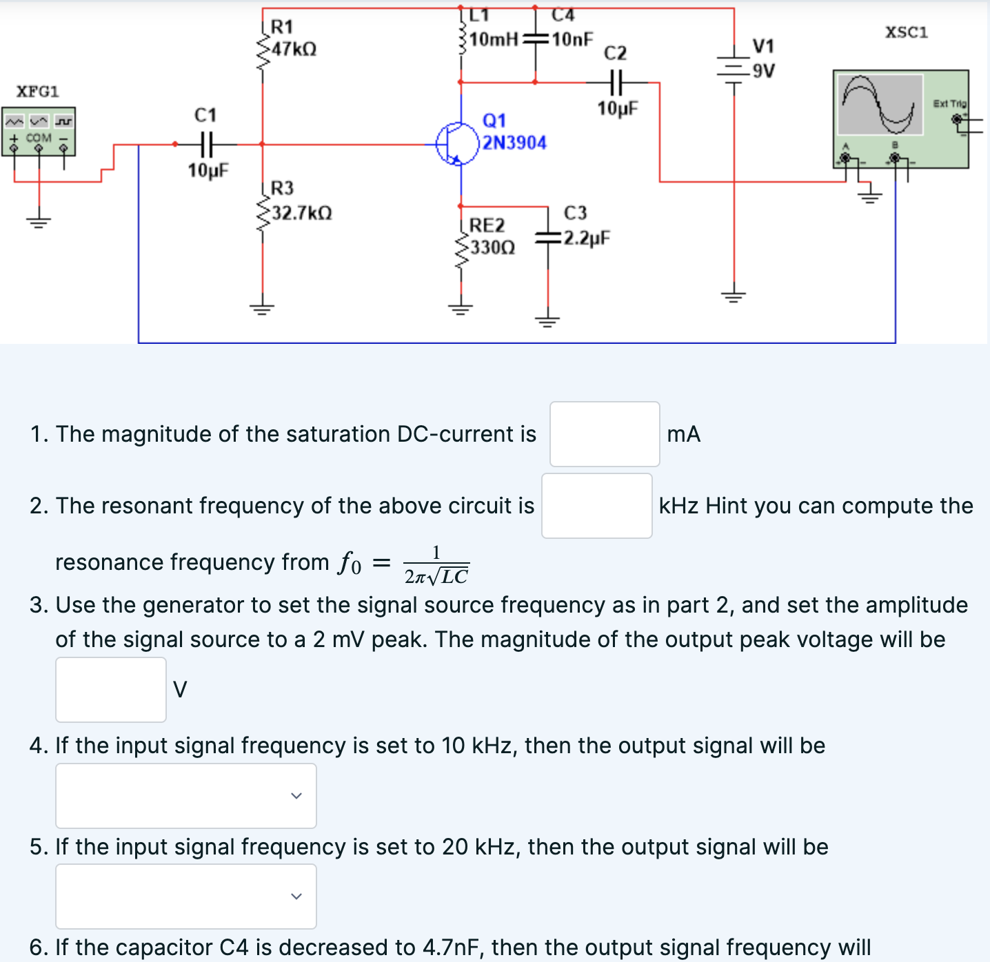 Solved The magnitude of the saturation DC-current is mAThe | Chegg.com