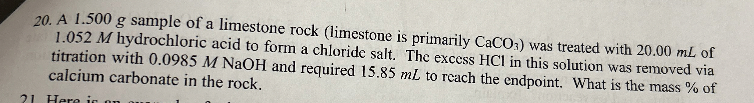 Solved A 1.500 ﻿g sample of a limestone rock (limestone is | Chegg.com