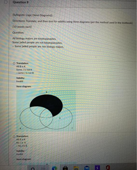 Solved Question 9 [Syllogistic Logic (Venn Diagrams)): | Chegg.com