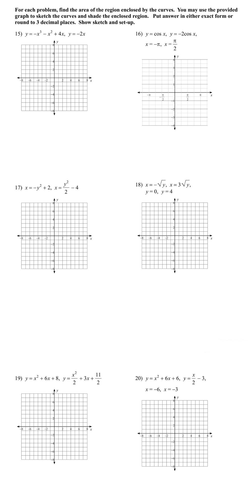 Solved For each problem, find the area of the region | Chegg.com