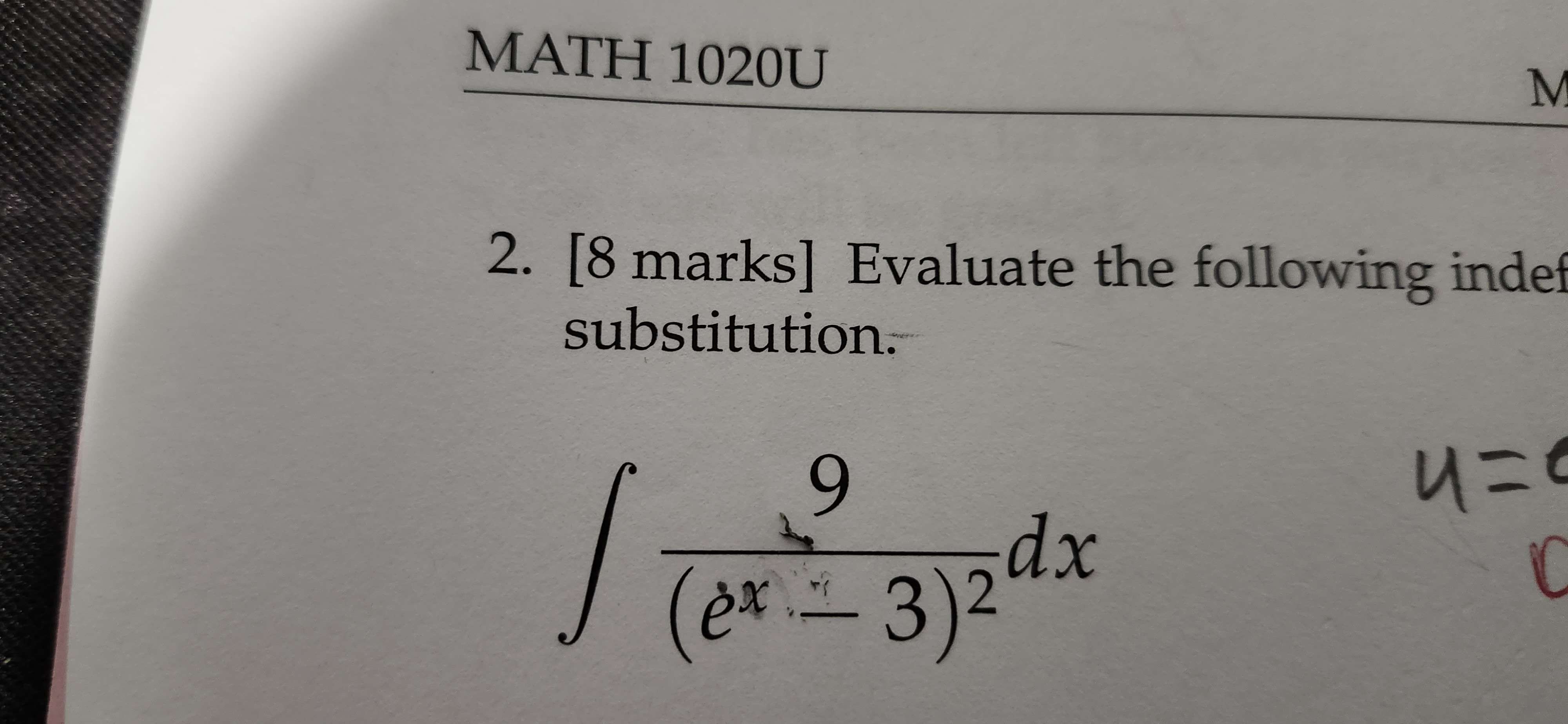 Solved MATH 1020U[8 ﻿marks] ﻿Evaluate the following | Chegg.com