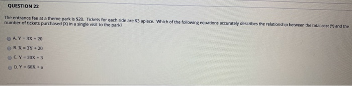 Solved The entrance fee at a theme park is $20. Tickets for | Chegg.com