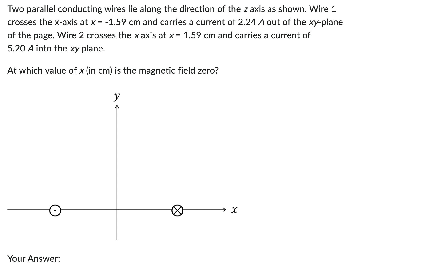 Solved Two parallel conducting wires lie along the direction | Chegg.com