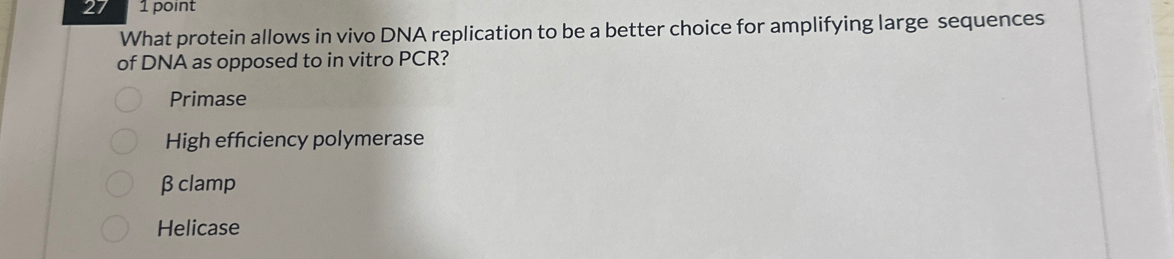 Solved What protein allows in vivo DNA replication to be a | Chegg.com