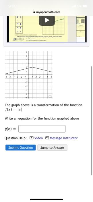 Solved myopenmath.com . 21 95 -- w -6-3 4 The graph above is | Chegg.com
