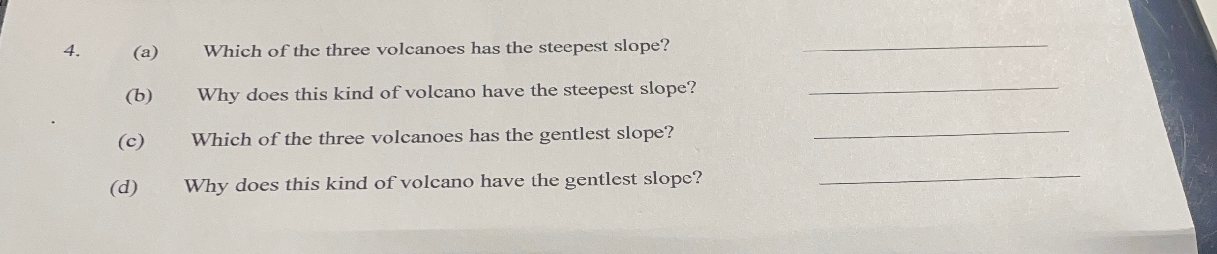 Solved (a) ﻿Which of the three volcanoes has the steepest | Chegg.com