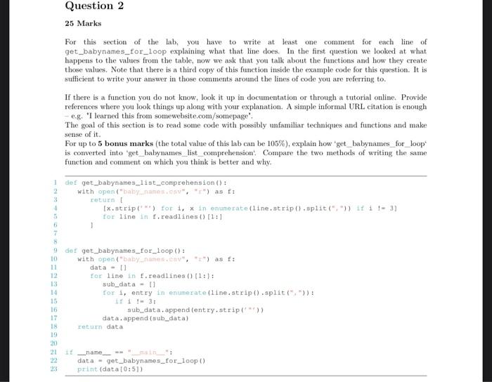 Solved Question 1 25 Marks For the first question of this | Chegg.com