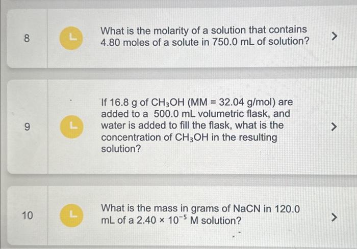Solved What is the molarity of a solution that contains 4.80 | Chegg.com