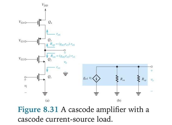 Solved D 8.69 Design the CMOS cascode amplifier in Fig. 8.31 | Chegg.com