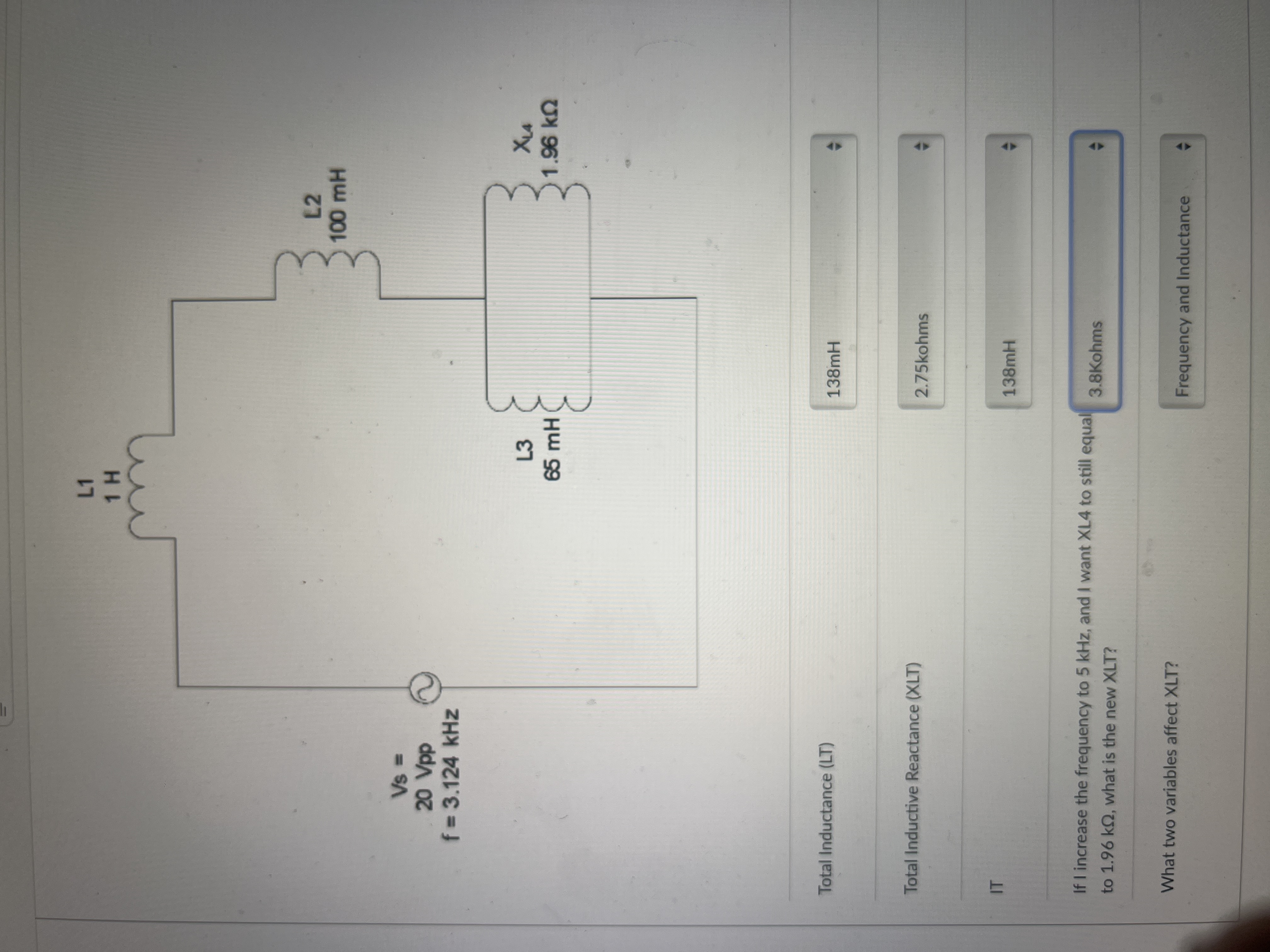 Solved Total Inductance (LT) ﻿Total Inductive Reactance | Chegg.com