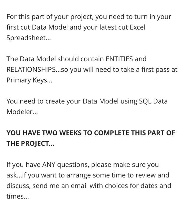 For this part of your project, you need to turn in | Chegg.com