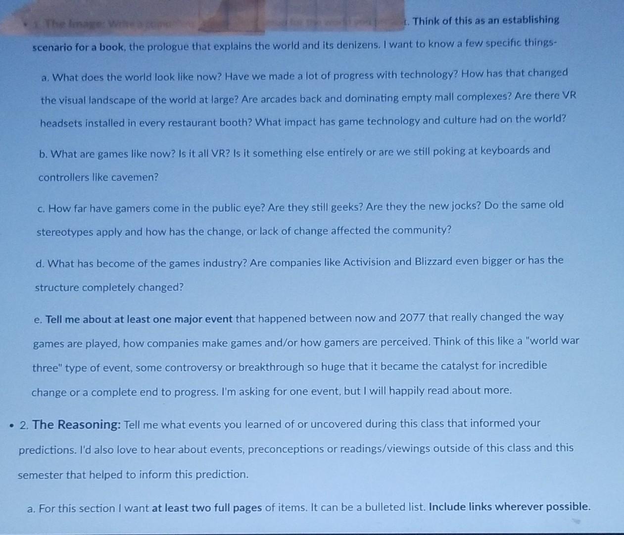 Solved scenario for a book, the prologue that explains the | Chegg.com