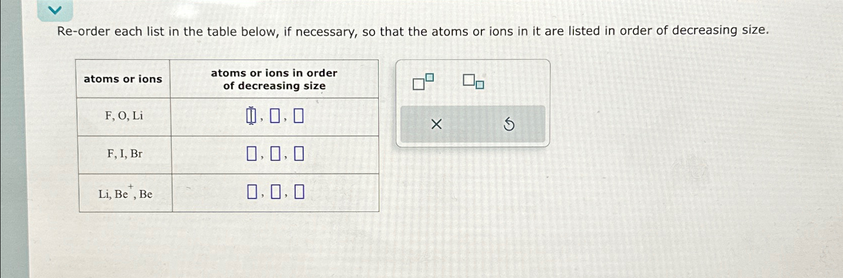 Solved Re-order each list in the table below, if necessary, | Chegg.com