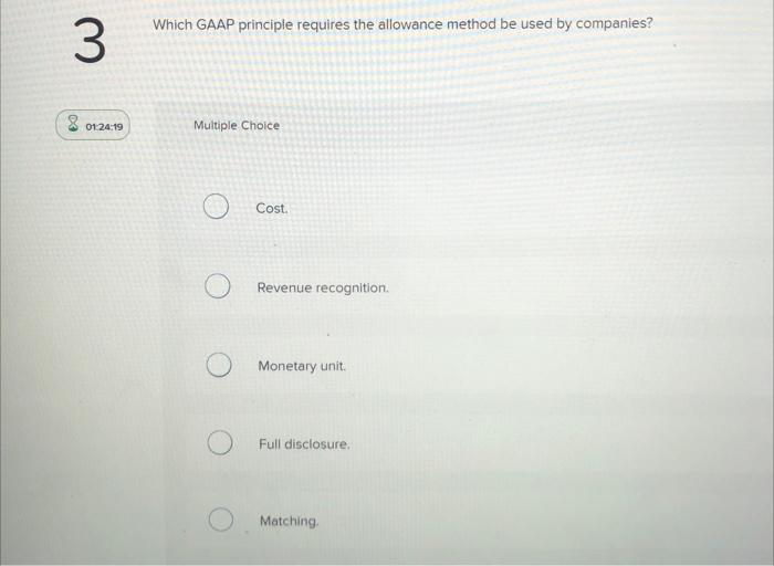 Solved Which GAAP principle requires the allowance method be | Chegg.com