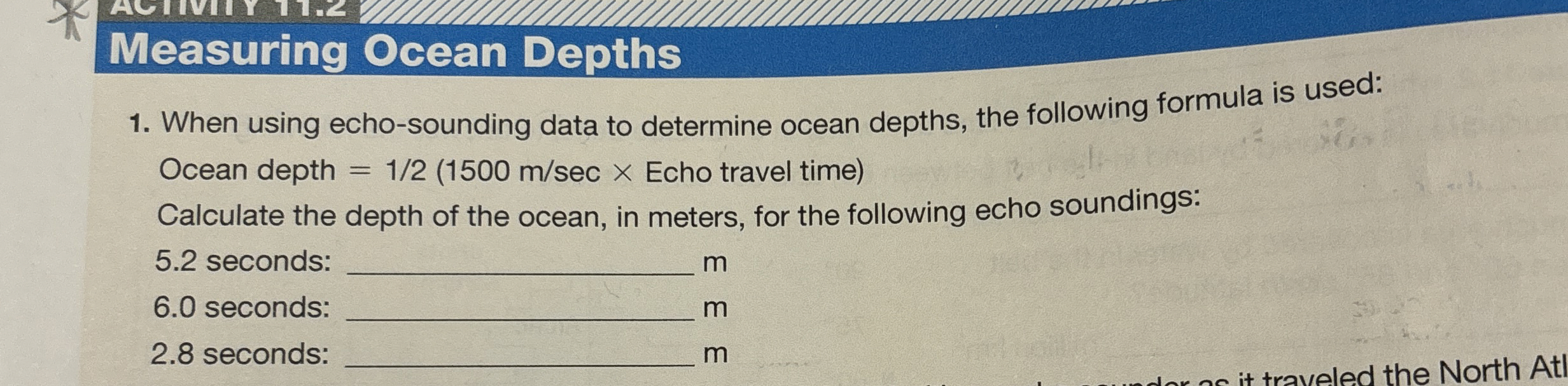 Solved Measuring Ocean DepthsWhen using echo-sounding data | Chegg.com