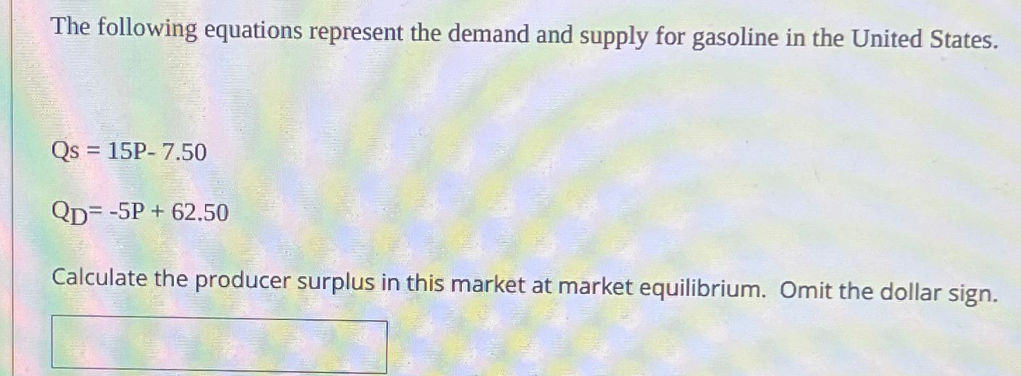 Solved The following equations represent the demand and | Chegg.com