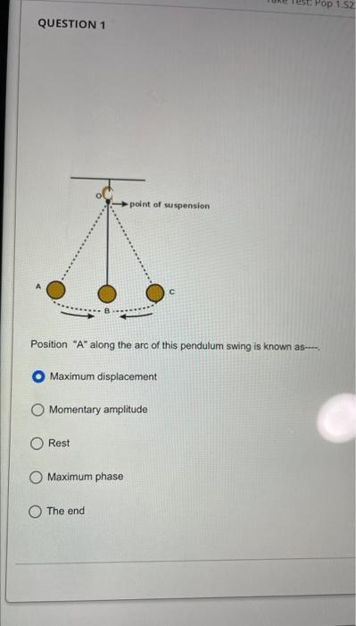 Solved Position " A " along the arc of this pendulum swing | Chegg.com