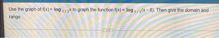 Solved Use the graph of f(x) = log 1/3x to graph the | Chegg.com
