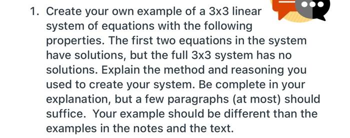 Solved Create your own example of a 3x3 linear system of | Chegg.com