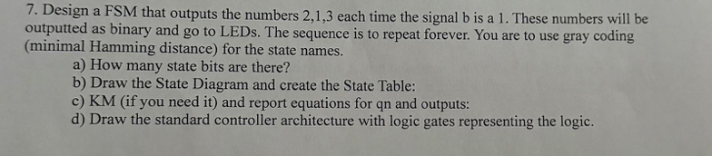 Solved Design a FSM that outputs the numbers 2,1,3 ﻿each | Chegg.com