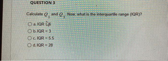Solved Calculate Q1 and Q3. Now, what is the interquartile | Chegg.com