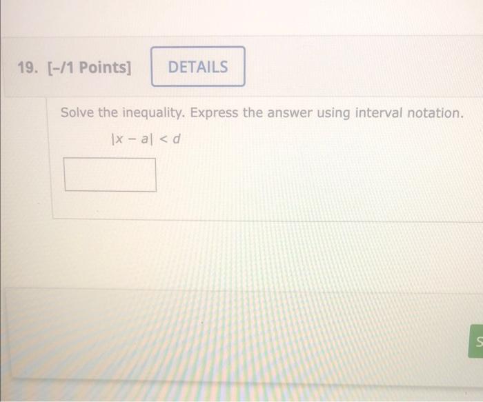 Solved Solve the inequality. Express the answer using | Chegg.com