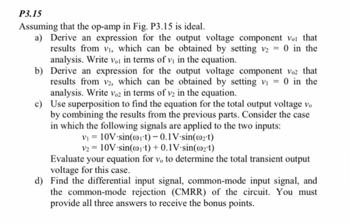 Solved P3.15 Assuming that the op-amp in Fig. P3.15 is | Chegg.com