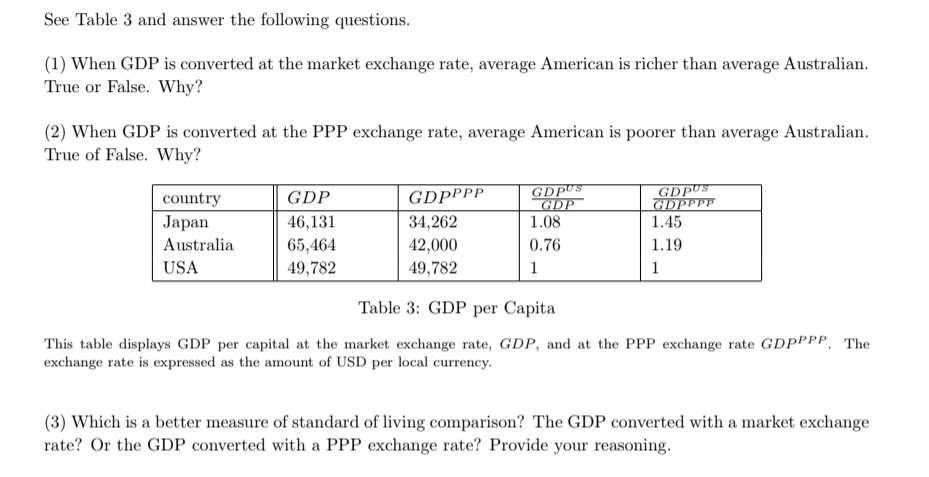[Solved]: See Table 3 and answer the following questions. (1