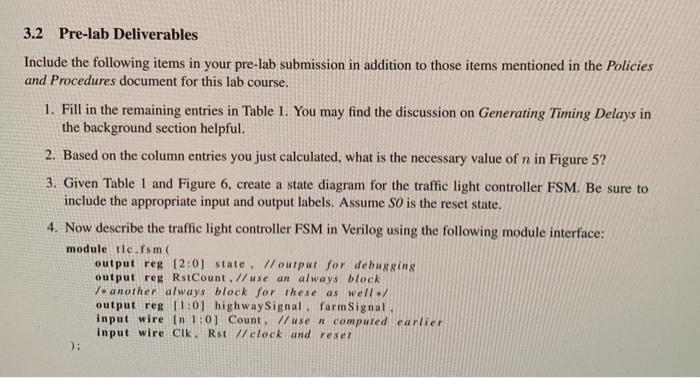 Solved 3.2 Pre-lab Deliverables Include the following items | Chegg.com